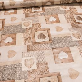 Ubrus PVC s textilním podkladem 3D3/01 srdce, ratan, pletenina na ...